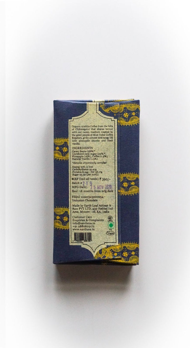 NAVILUNA 72% Tokai Coffee & Pineapple Chocolate Bar – Naviluna Artisan ...