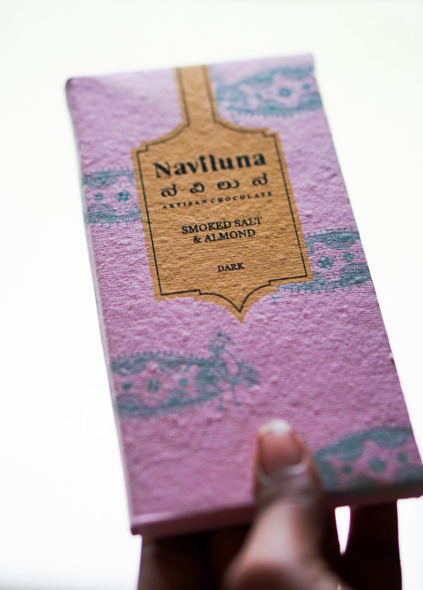 NAVILUNA Smoked Salt & Almond Chocolate Bar – Naviluna Artisan Chocolate